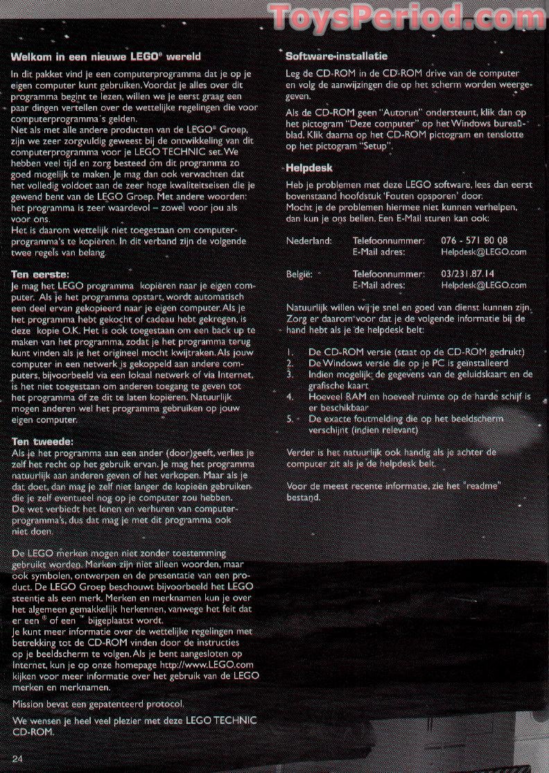 LEGO 8450 Mission Experience Pack Instructions and Parts List