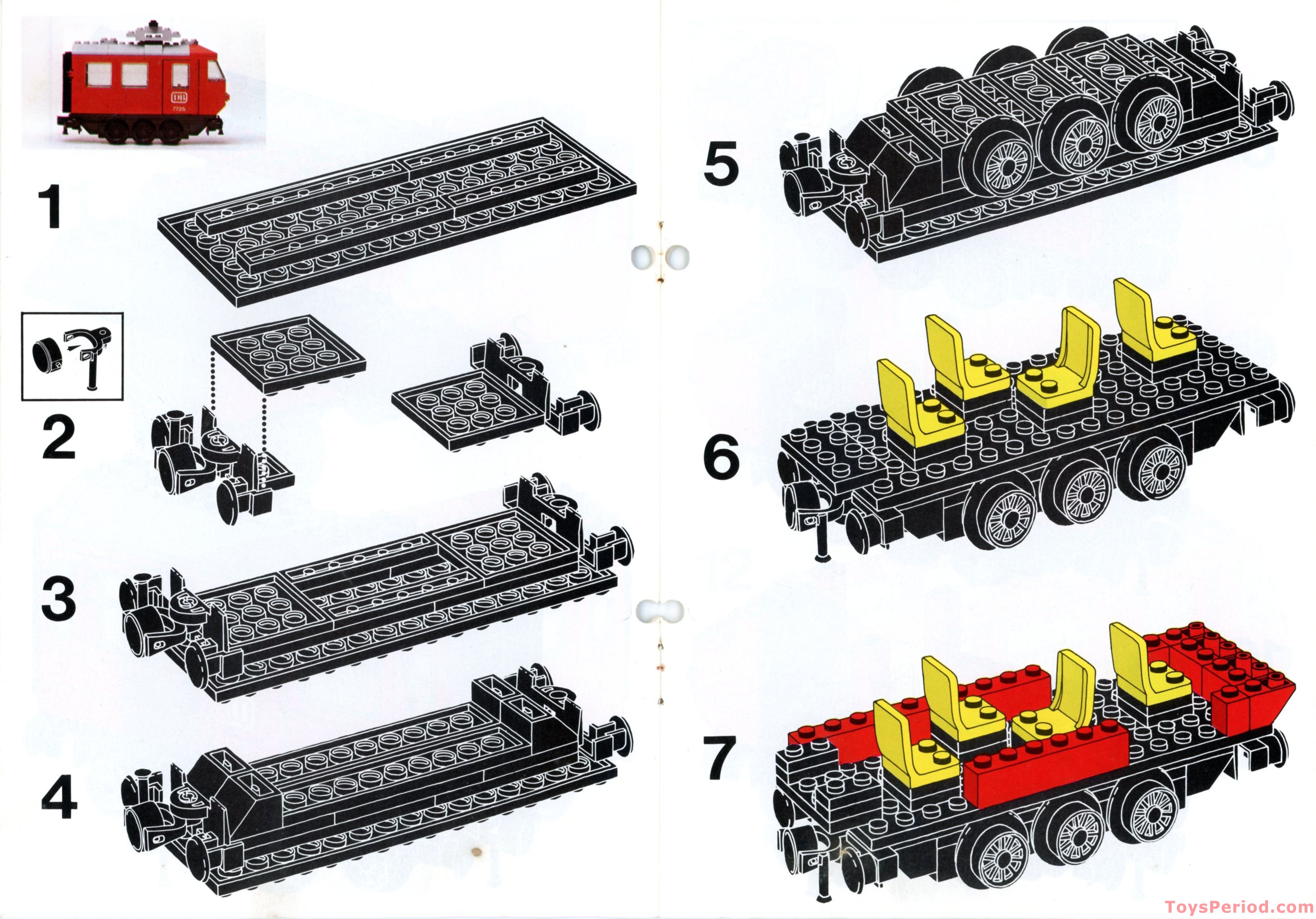 LEGO 7725 Electric Passenger Train Instructions and Parts List