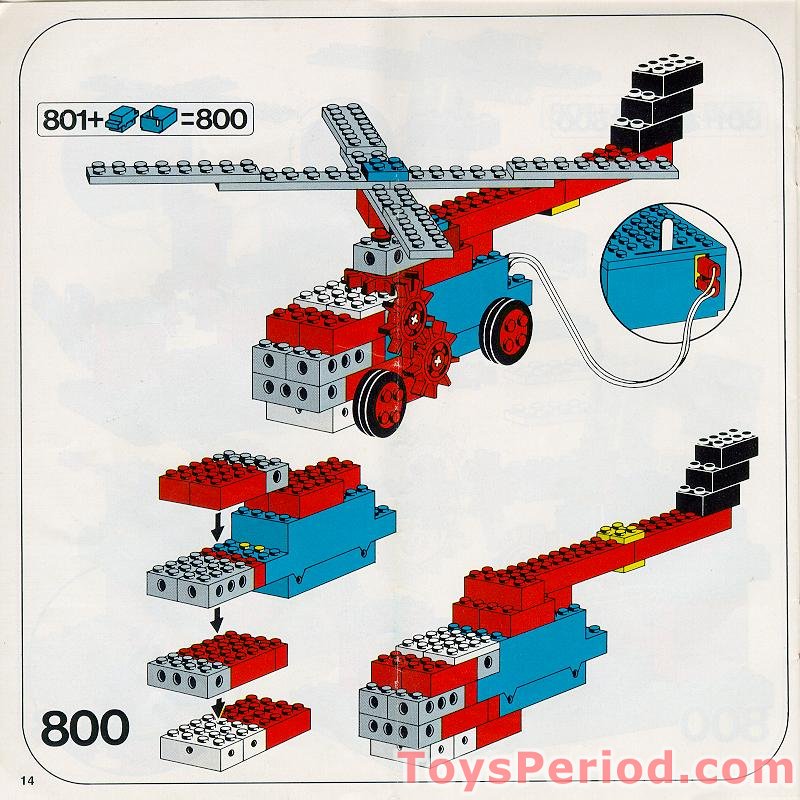 LEGO 800-1 Gear Set with Motor Instructions and Parts List