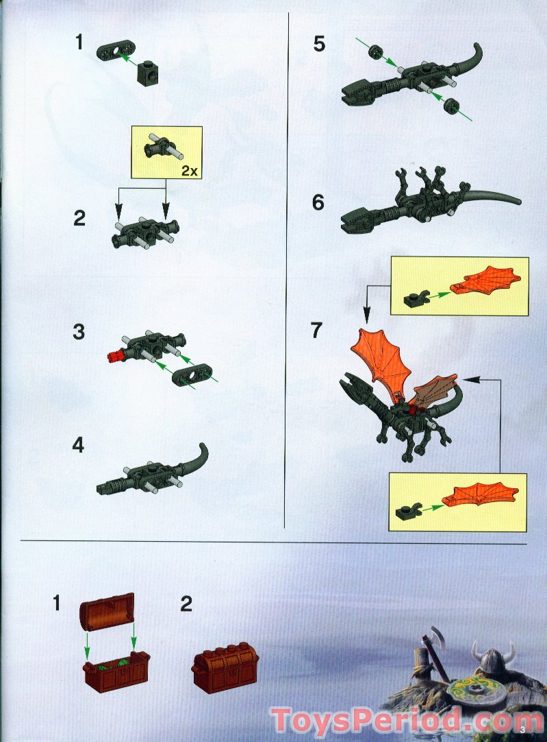 LEGO 7019 Viking Fortress Against the Fafnir Dragon Instructions and ...