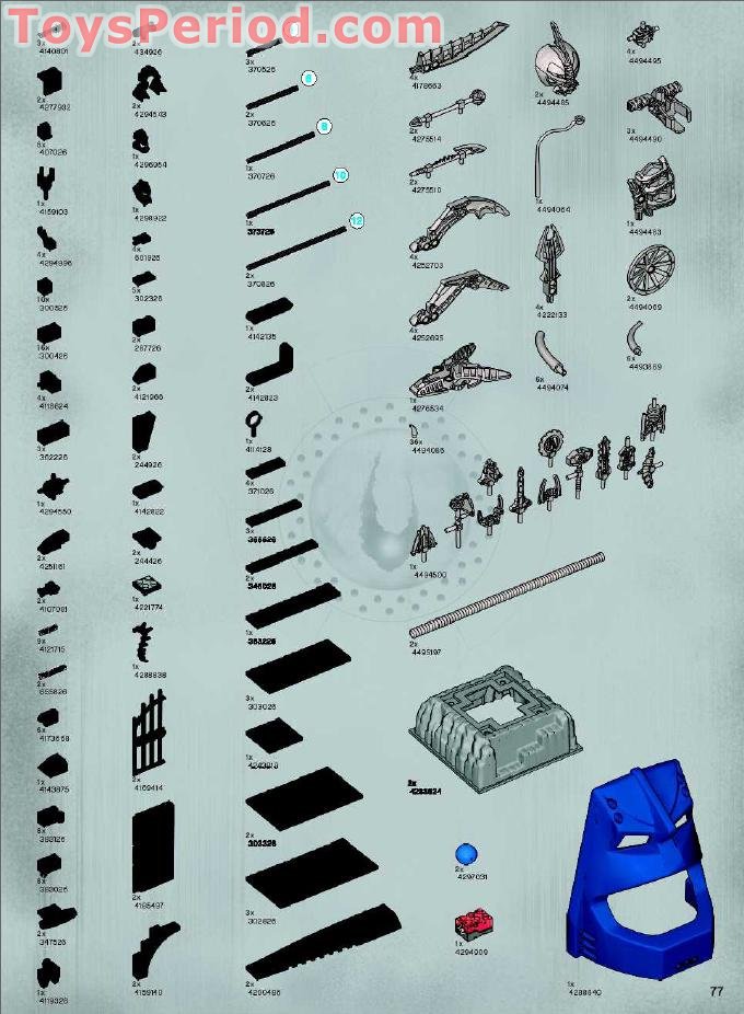 LEGO 8894 Piraka Stronghold Instructions and Parts List