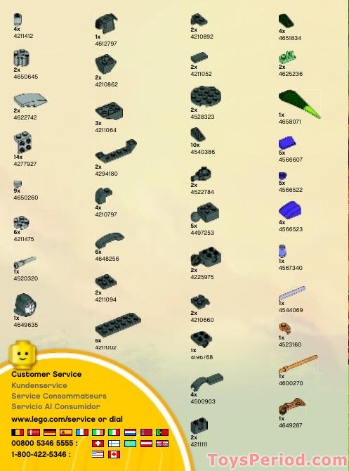 LEGO 9455 Fangpyre Mech Instructions and Parts List