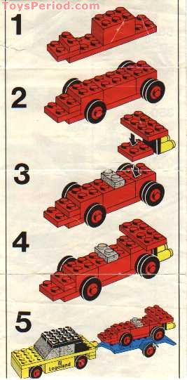 LEGO 650-1 Car with Trailer and Racing Car Instructions and Parts List
