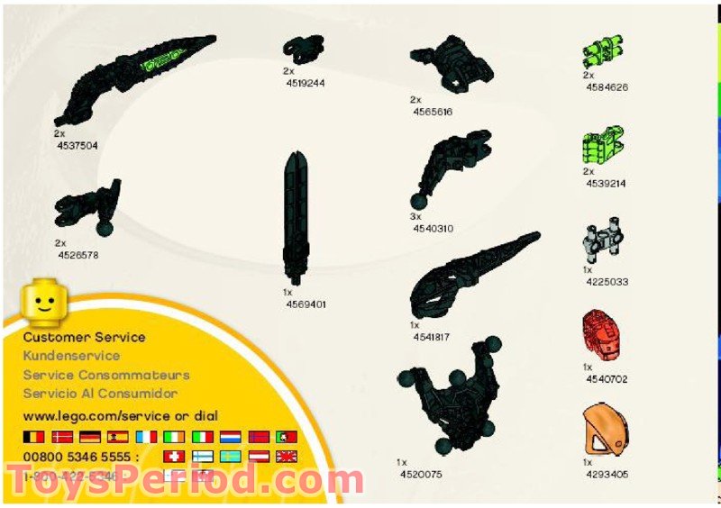 LEGO 7136 Bionicle Stars - Skrall Instructions and Parts List