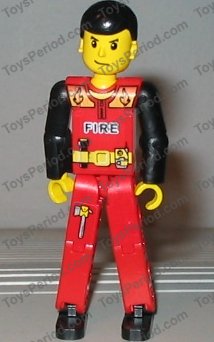 LEGO Sets with Part tech023 Technic Figure Red Legs, Red Top with Fire ...