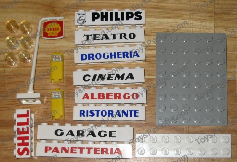LEGO 491-2 Shell Station Brick and Sign, 6 Named Beams Set Parts List