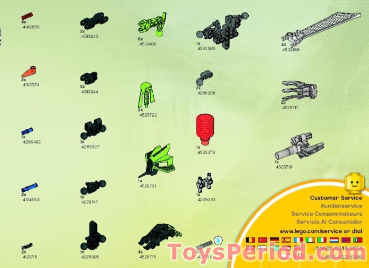 LEGO 8695 Gorast Instructions and Parts List
