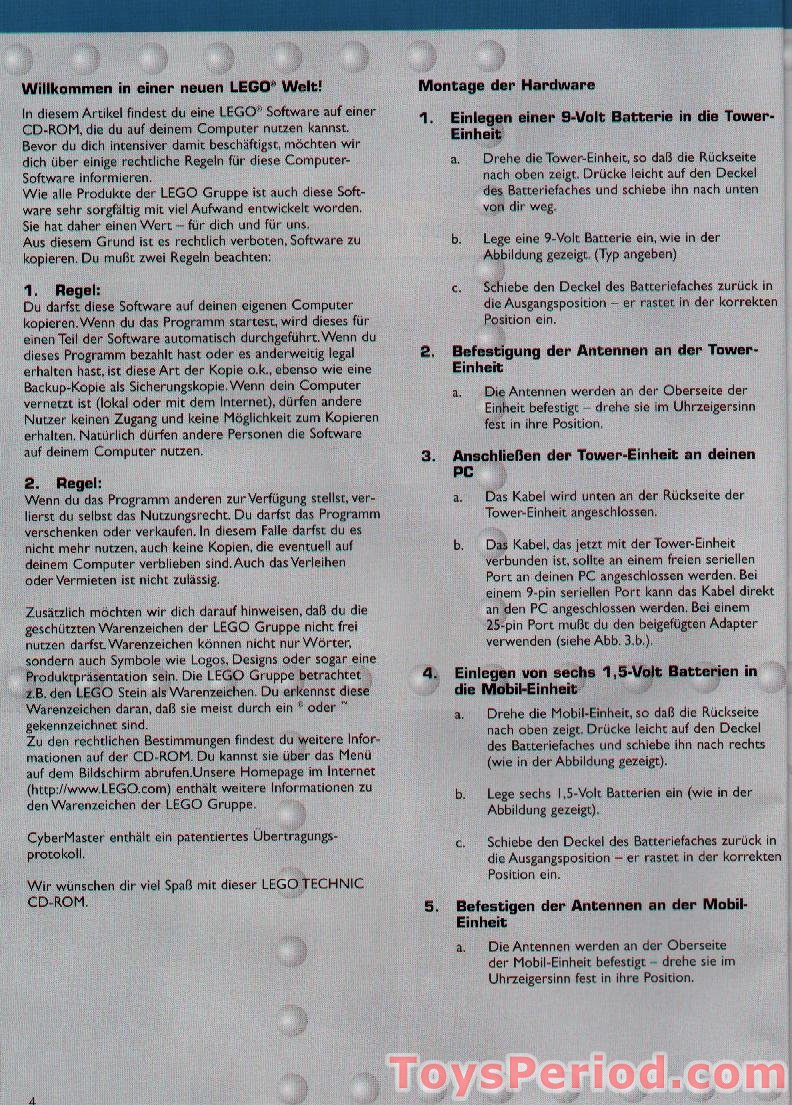 LEGO 8482 Cybermaster Instructions and Parts List