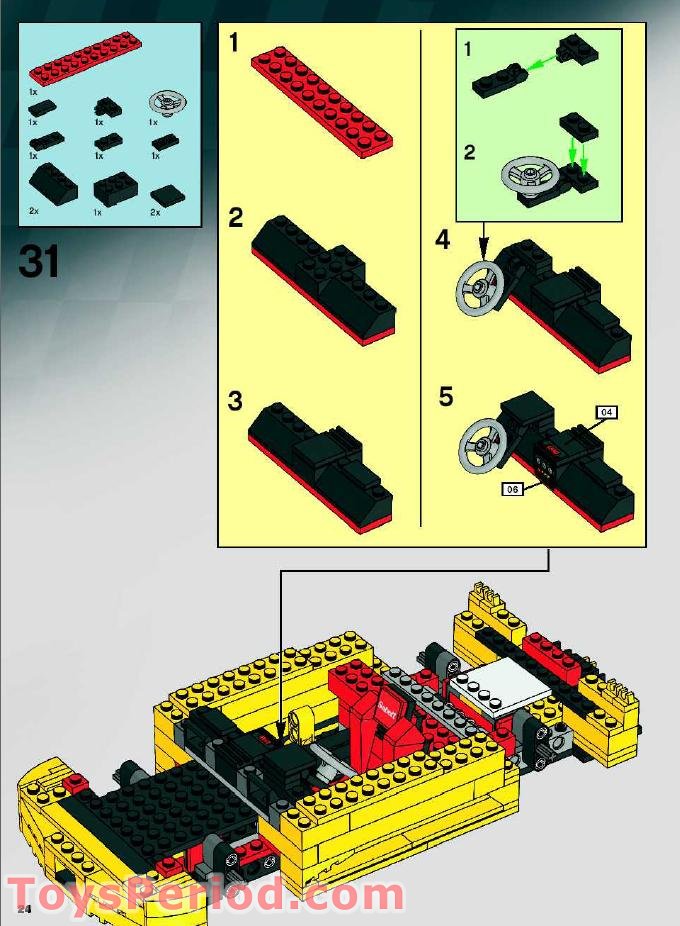 LEGO 8143 Ferrari 1:17 F430 Challenge Instructions and Parts List