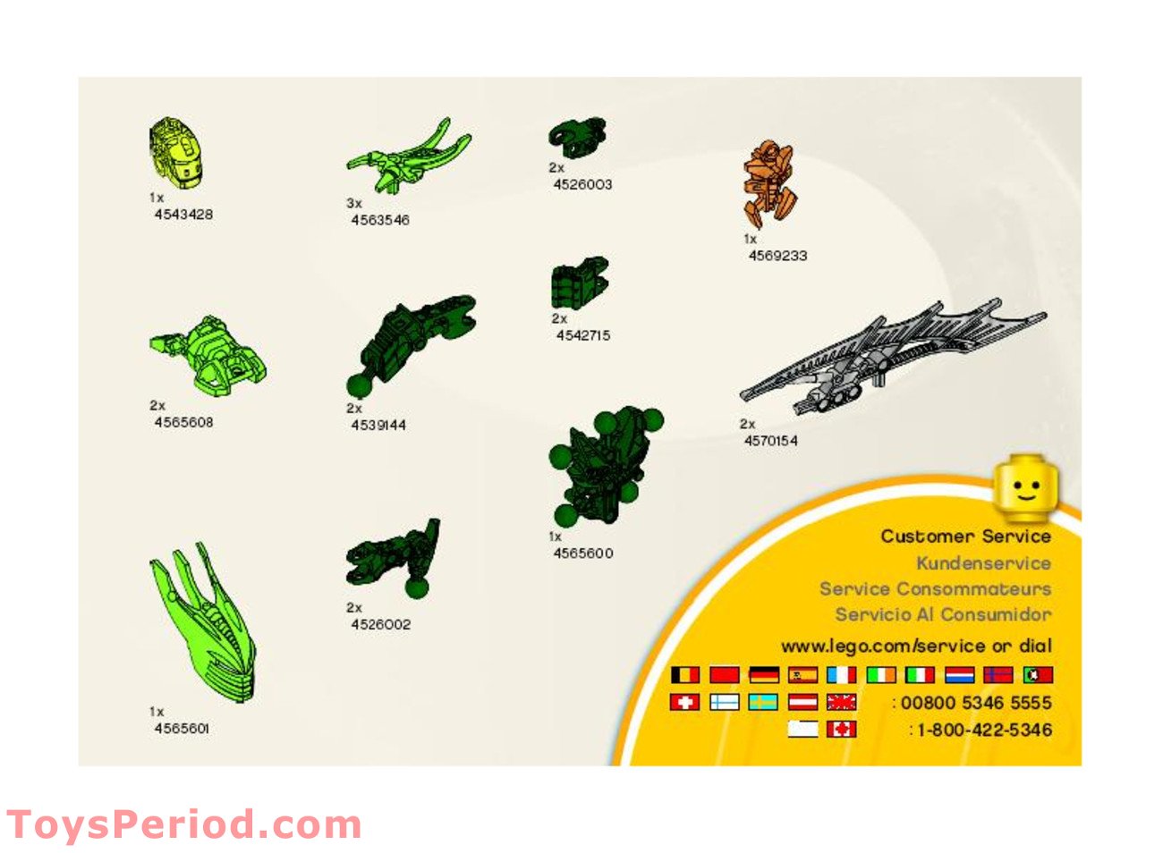 LEGO 7117 Bionicle Stars - Gresh Instructions and Parts List