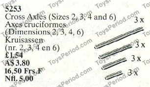 LEGO 5253 Cross Axles (Sizes 2, 3, 4, 6) Set Parts List