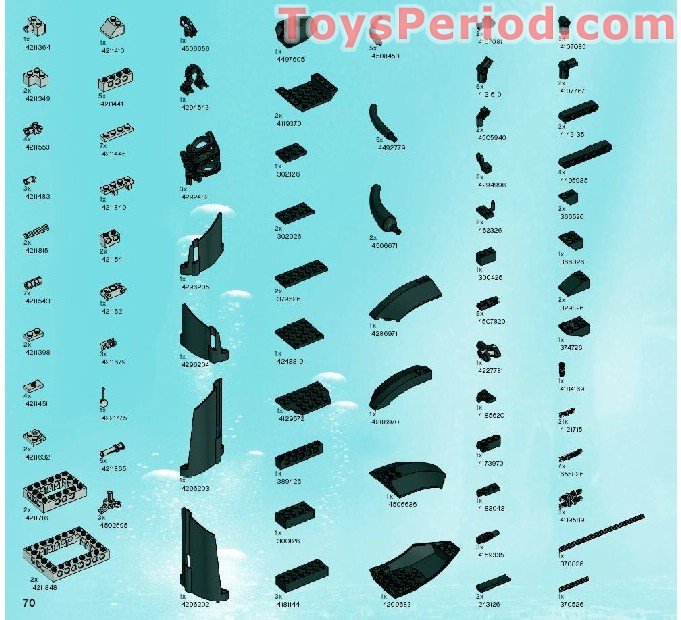 LEGO 8926 Toa Undersea Attack Instructions and Parts List