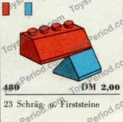 LEGO 480-2 Sloped Bricks, Regular and Peaks, Red Set Parts List