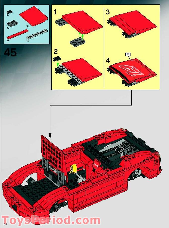 LEGO 8143 Ferrari 1:17 F430 Challenge Instructions and Parts List