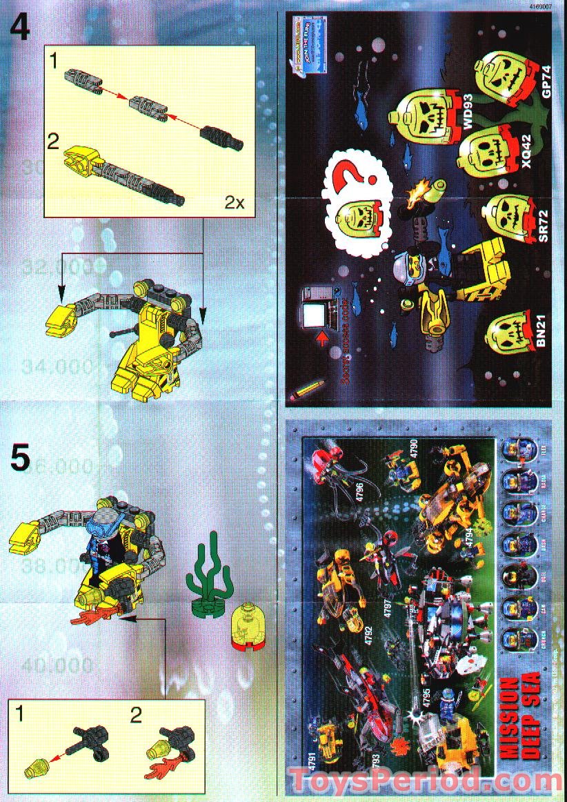 LEGO 4790 Alpha Team Robot Diver Instructions and Parts List