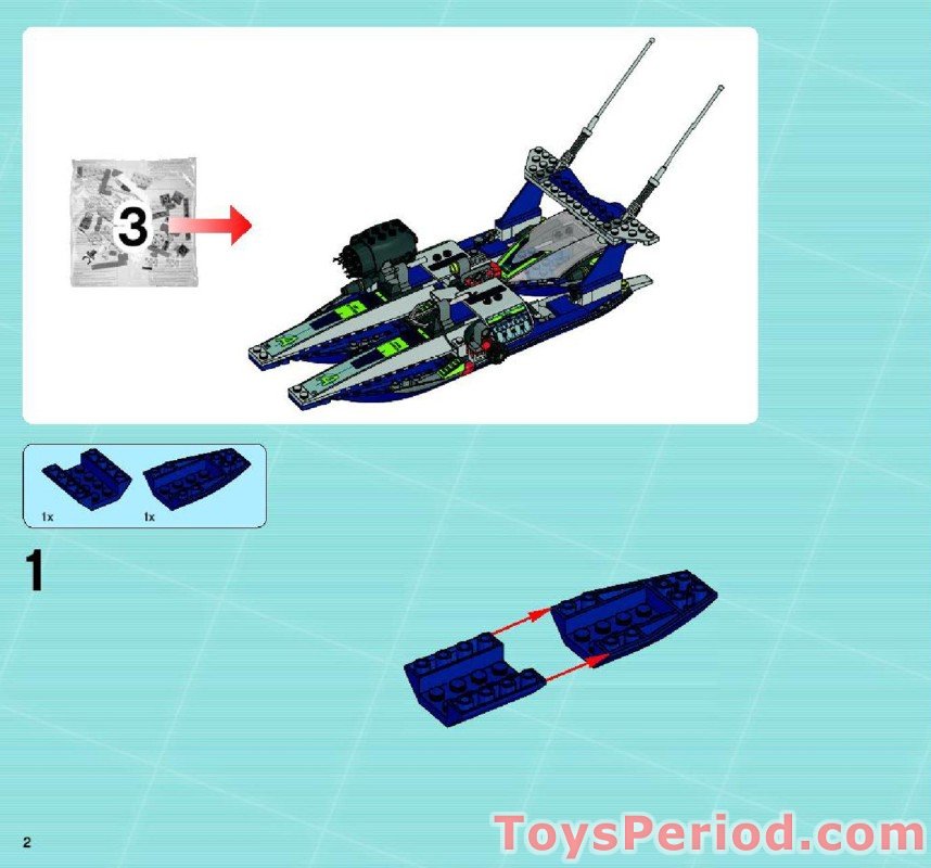 LEGO 8633 Mission 4: Speedboat Rescue Instructions and Parts List