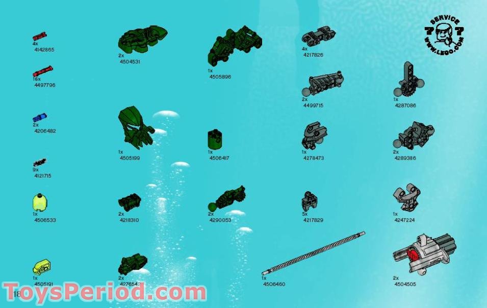 LEGO 8910 Toa Mahri Kongu Instructions and Parts List