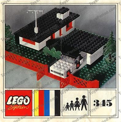 LEGO 345-1 House with Mini Wheel Car Instructions and Parts List