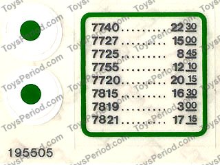 LEGO Sets with Part 7824stk01 Sticker Sheet for Set 7824 - (195505)