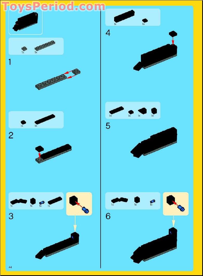 LEGO 4896 Roaring Roadster Instructions and Parts List