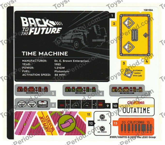 LEGO Sets with Part 10300stk01 Sticker Sheet for Set 10300, Sheet 1 ...