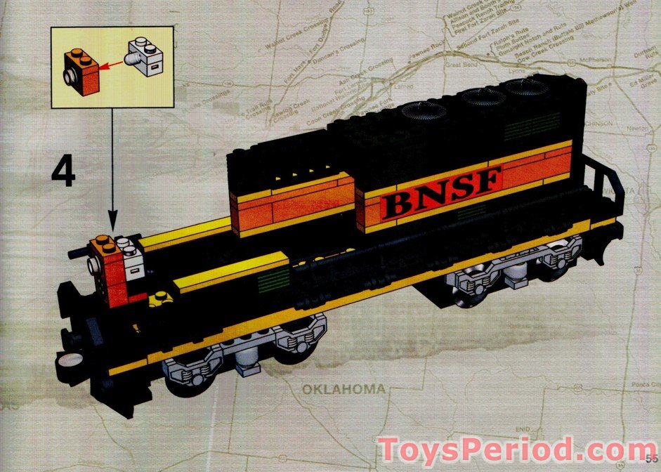 LEGO 10133 Burlington Northern Santa Fe BNSF GP-38 Locomotive ...