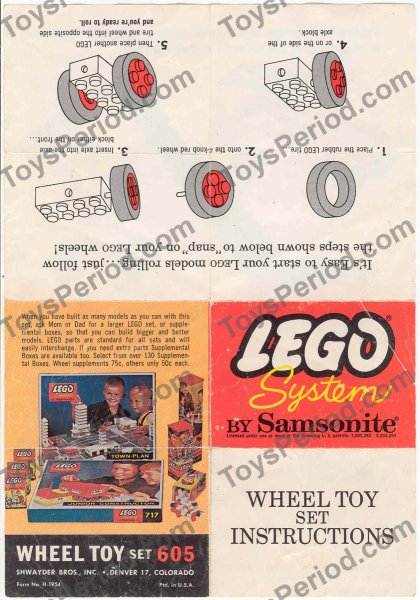 LEGO 605-4 Wheel Toy Instructions and Parts List