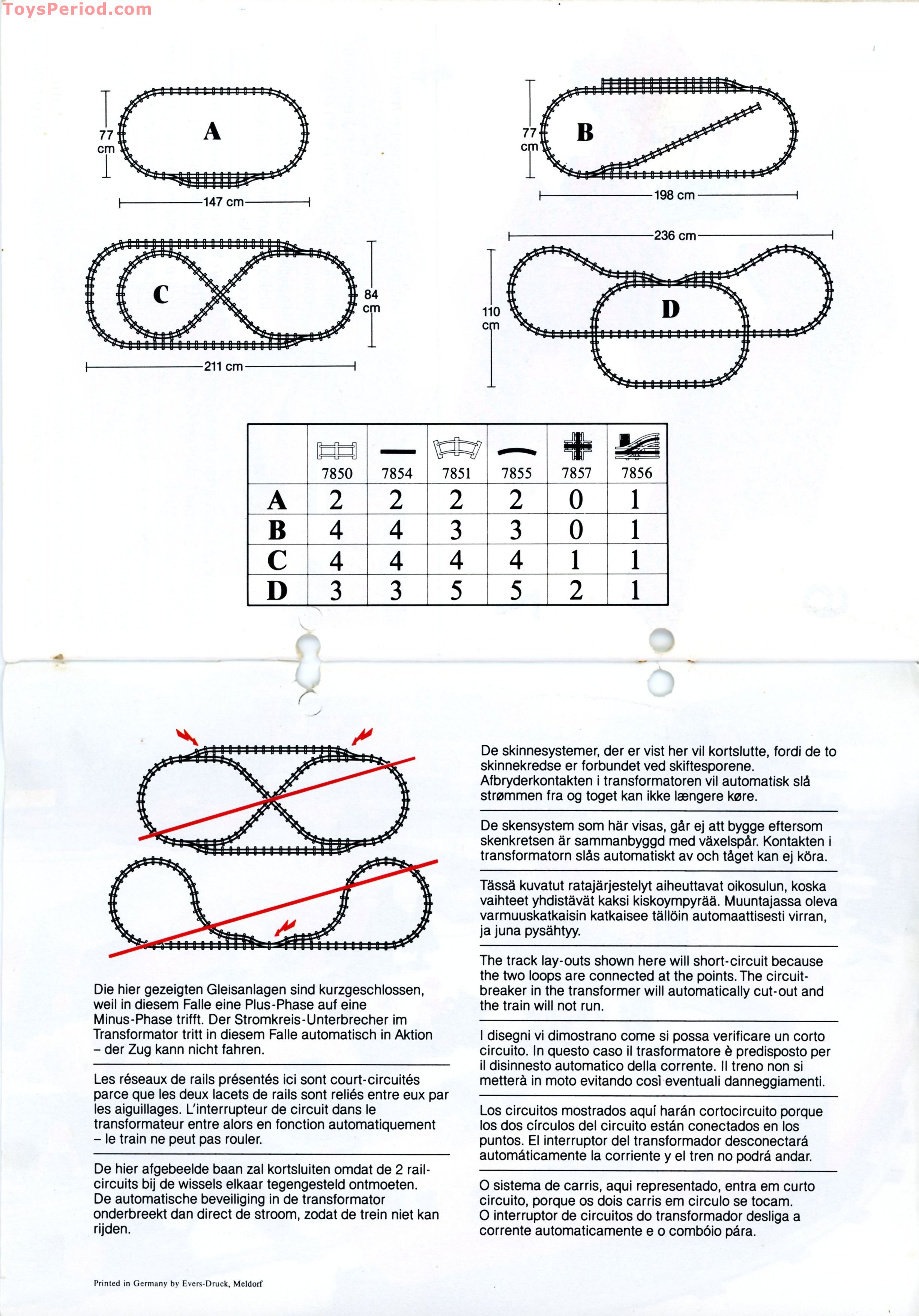 LEGO 7725 Electric Passenger Train Instructions and Parts List