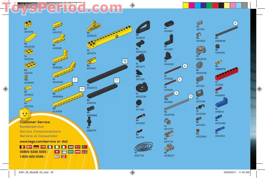 LEGO 9391 Crawler Crane Instructions and Parts List