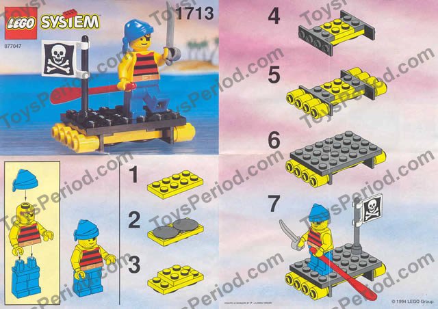 LEGO 1713 Shipwrecked Pirate Instructions and Parts List