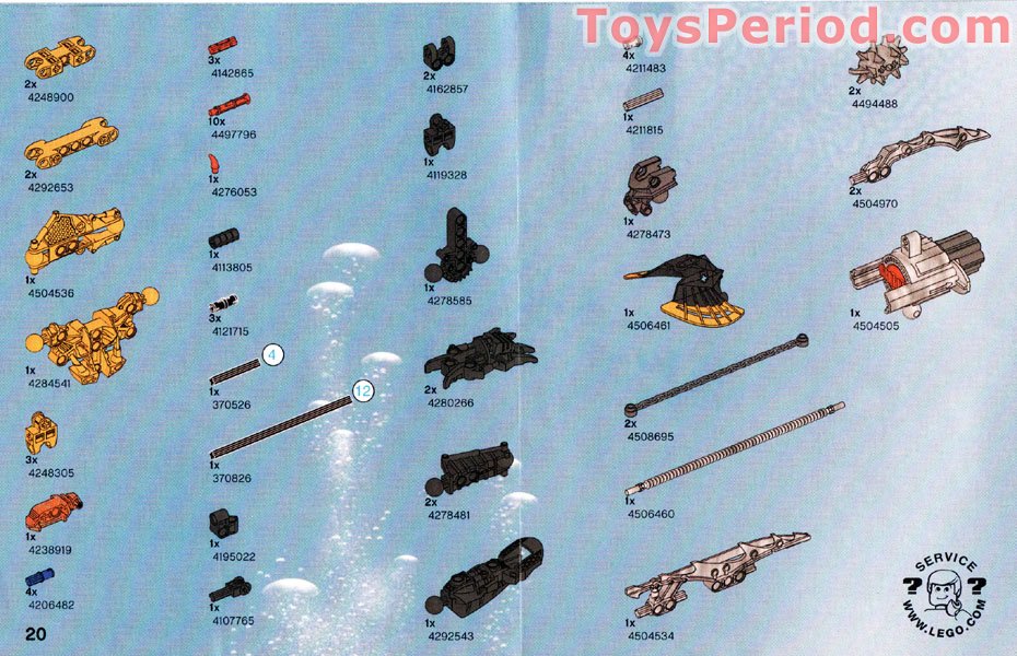 LEGO 8912 Toa Mahri Hewkii Instructions and Parts List