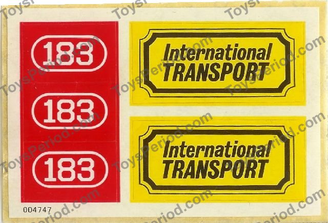 LEGO Sets with Part 183stk01 Sticker Sheet for Set 183 - (004747)