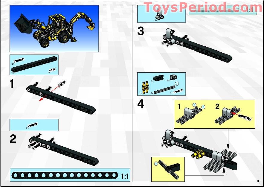 LEGO 8455 Back-hoe Loader (Backhoe) Instructions and Parts List