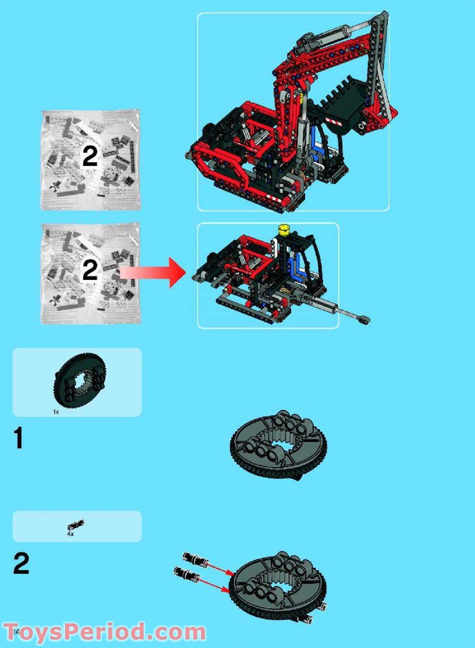 LEGO 8294 Excavator Instructions and Parts List
