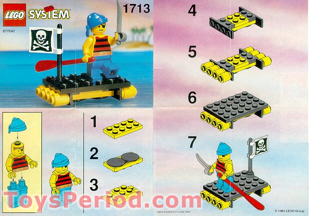 LEGO 1713 Shipwrecked Pirate Instructions and Parts List