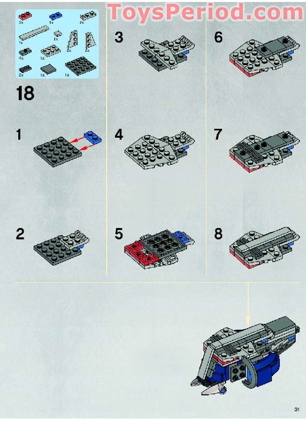 LEGO 7678 Droid Gunship Instructions and Parts List
