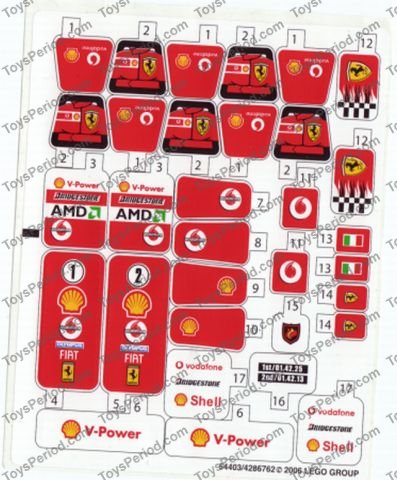 LEGO Sets with Part 8673stk01 Sticker Sheet for Set 8673 - (54403/4286762)