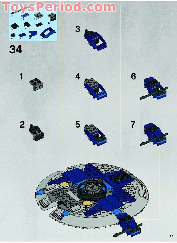 LEGO 7678 Droid Gunship Instructions and Parts List