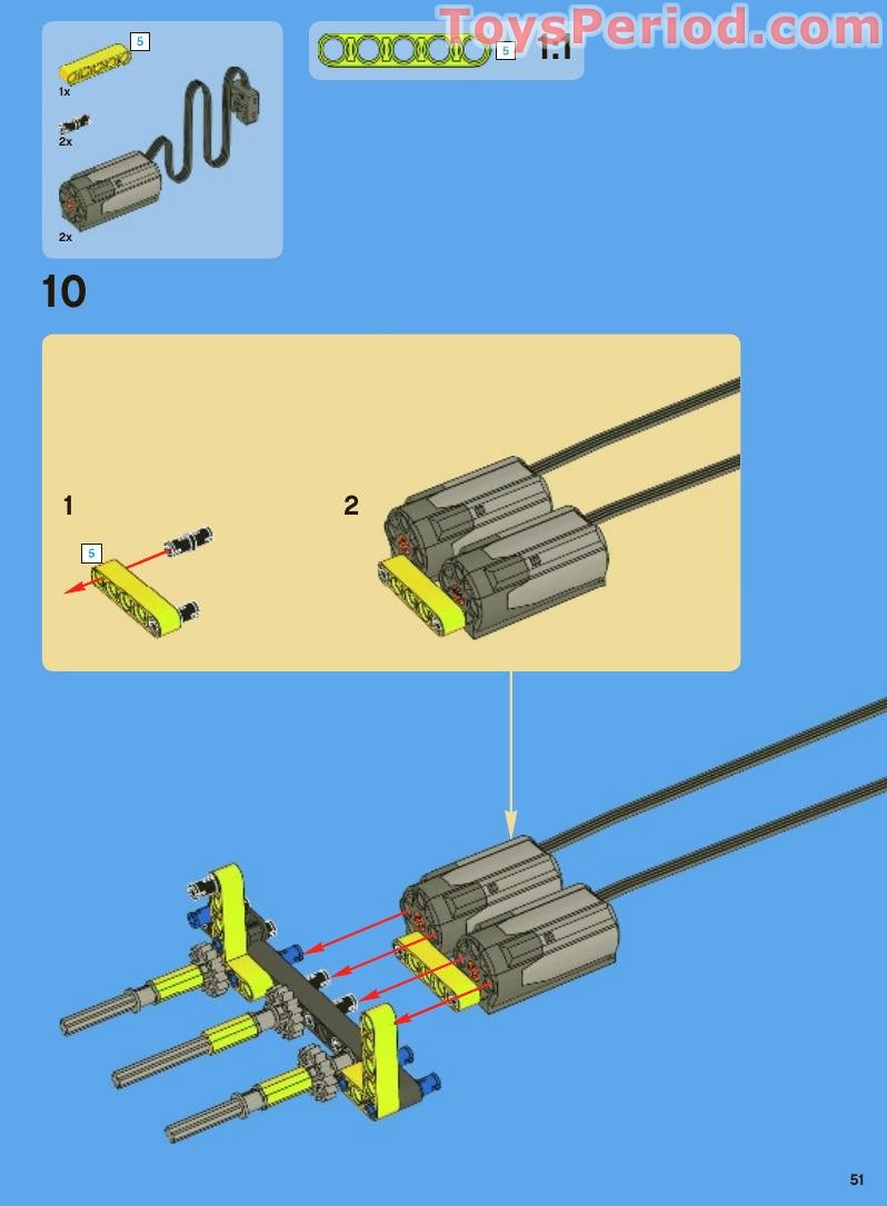 LEGO 8043 Motorized Excavator Instructions and Parts List