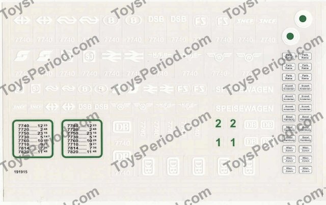LEGO Sets with Part 7740stk01 Sticker Sheet for Set 7740 - (191915)