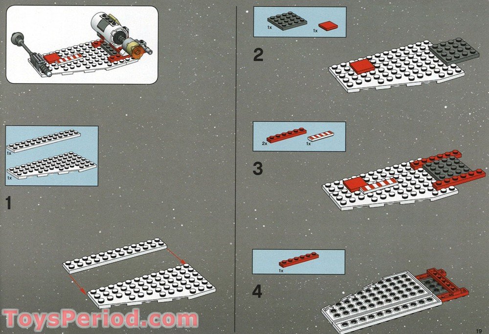 LEGO 6212 X-Wing Fighter Instructions and Parts List