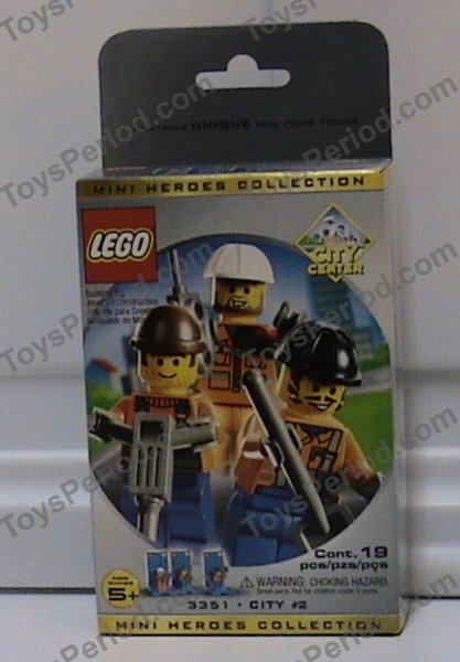LEGO 3351 Three Minifig Pack - City Number 2 Set Parts List