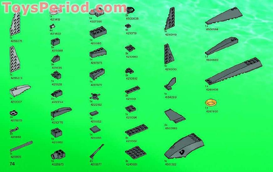LEGO 7773 Tiger Shark Attack Instructions and Parts List