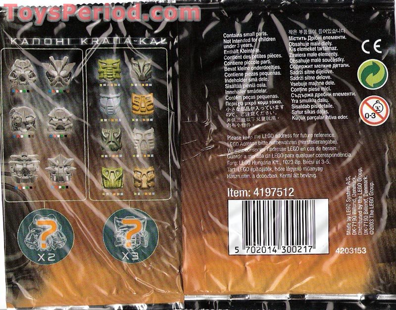 LEGO 8600 Krana-Kal Mask Bag (Non-US Version) Instructions, from 2003 ...