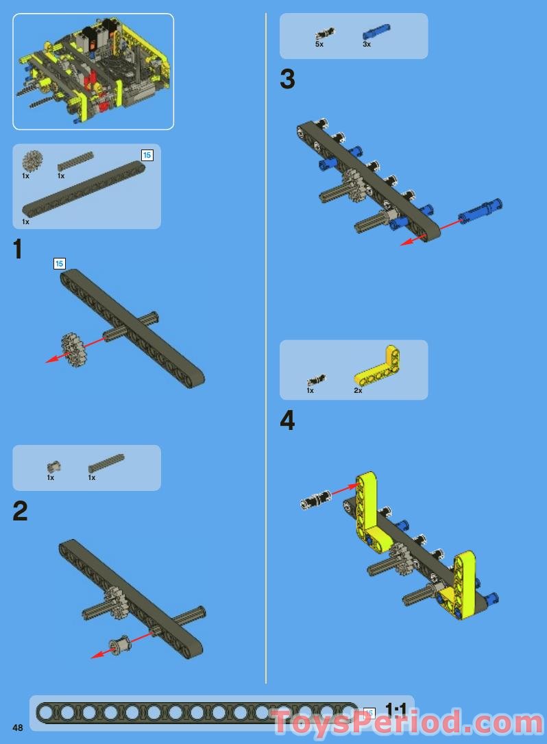 LEGO 8043 Motorized Excavator Instructions and Parts List