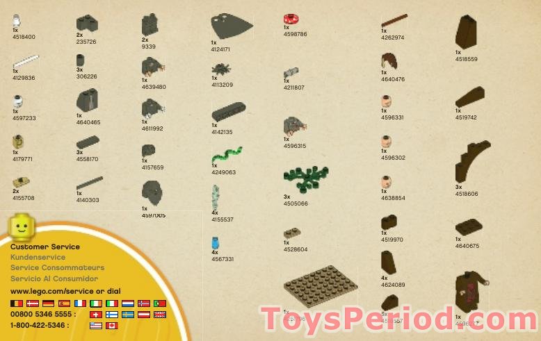 LEGO 4865 The Forbidden Forest Instructions and Parts List