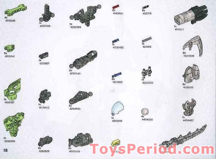LEGO 8686 Toa Lewa Instructions and Parts List