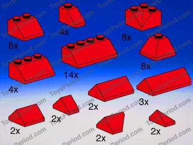 LEGO 5151 Roof Bricks, Red, 45 Degrees Set Parts List