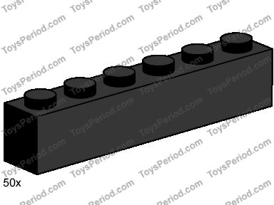 LEGO 3473 1x6 Black Bricks Set Parts List