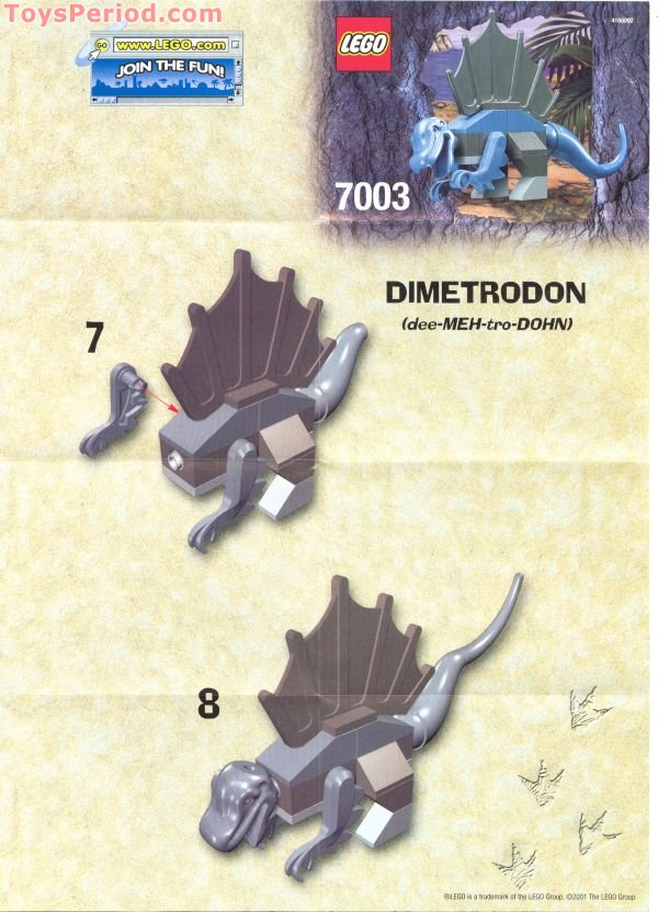 LEGO 7003 Young Dimetrodon Instructions and Parts List